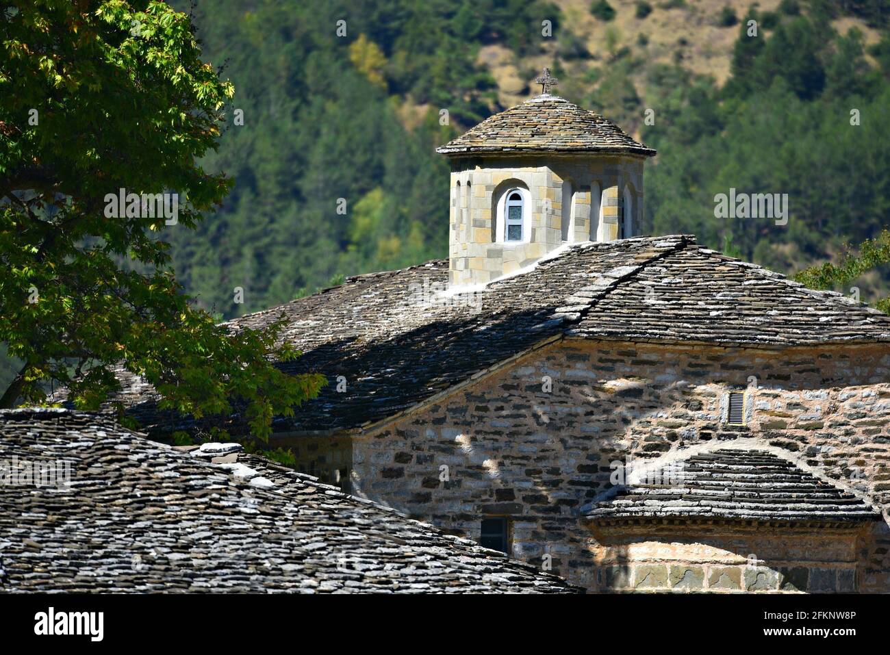 Ancient stone built Greek Orthodox church in Mikro Papigo, a ...