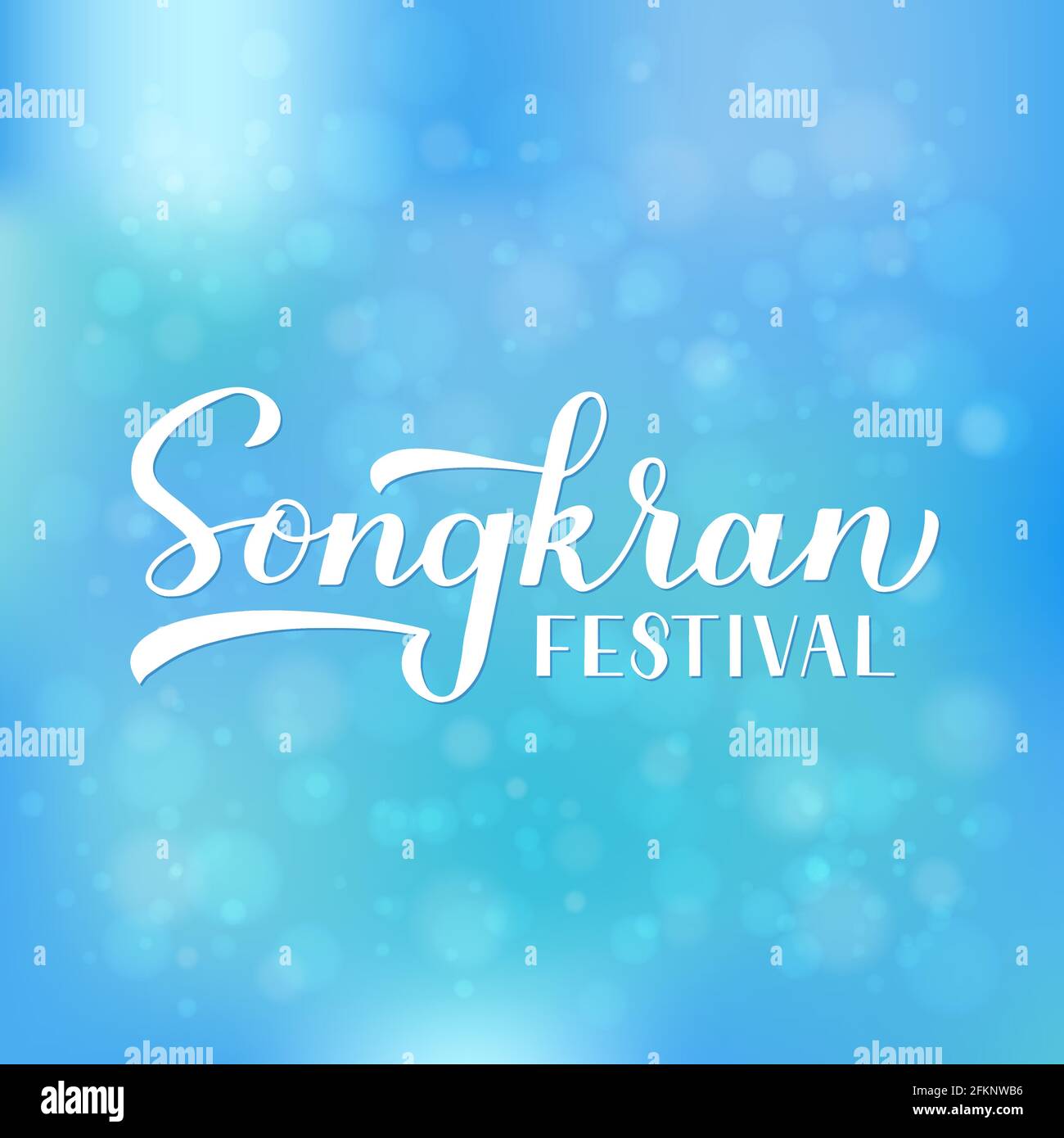 Songkran calligraphy hand lettering on blue background. Thailand water ...