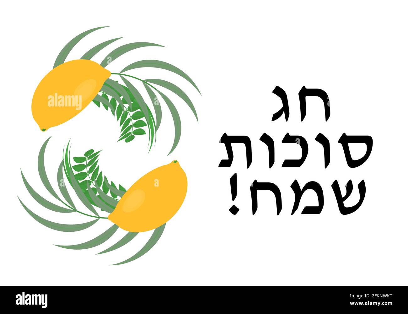 Hebrew inscription Happy Sukkot four species etrog, lulav, Arava, Hadas ...
