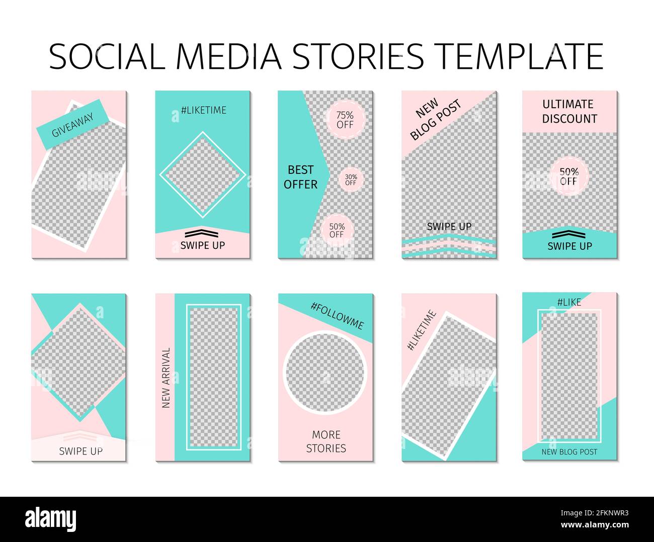 Social media stories template for mobile app. Set of 10 story layout ...