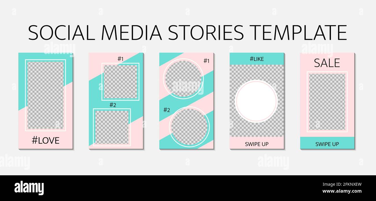 Social media stories template. Set of 5 layout for story for bloggers ...