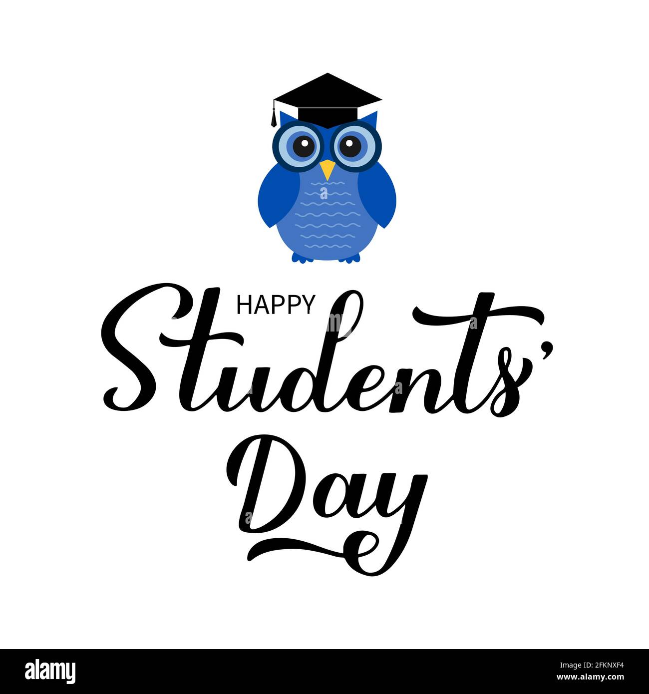 International Students Day calligraphy hand lettering with cute cartoon ...