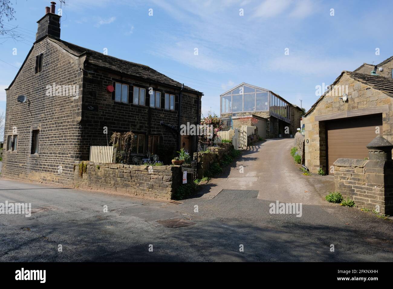Housing in the Calderdale hill village of Midgley, West Yorkshire ...