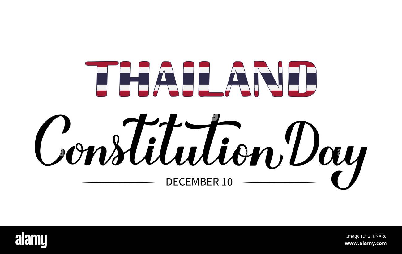Thailand Constitution Day calligraphy hand lettering isolated on white ...