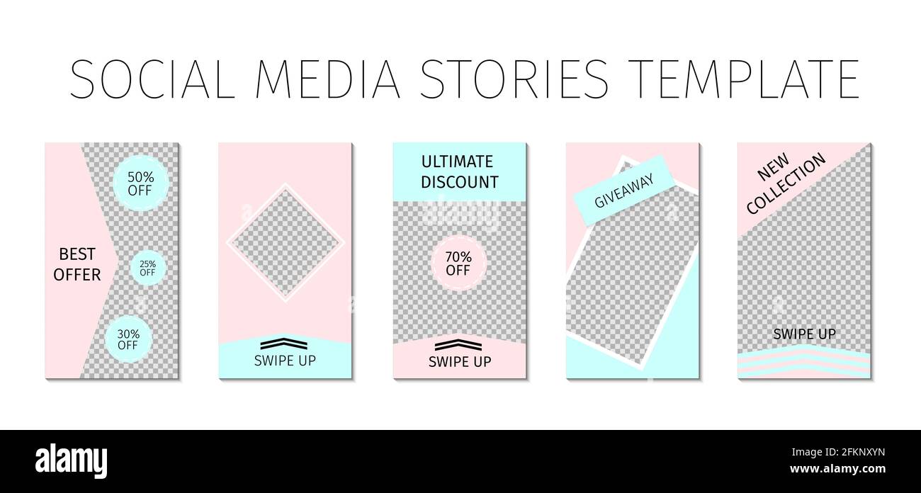 Social media stories template. Set of 5 layout for story for bloggers ...
