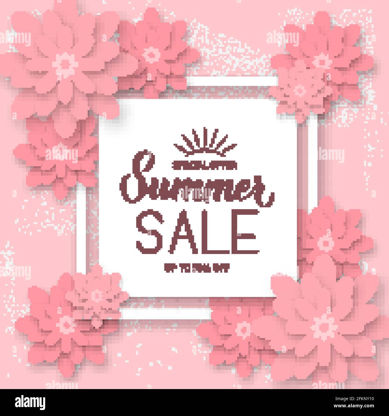 Summer Sale calligraphy hand lettering with Origami flowers. Paper cut ...