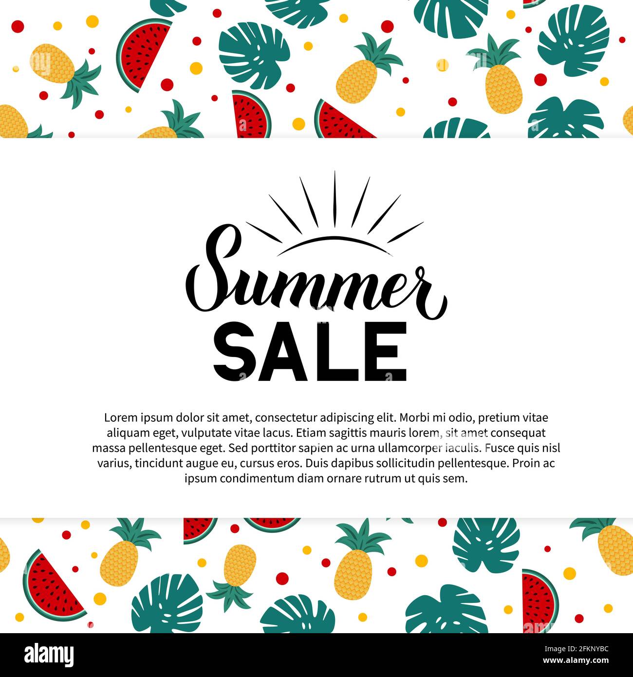Summer Sale calligraphy hand lettering with watermelons, pineapples and ...