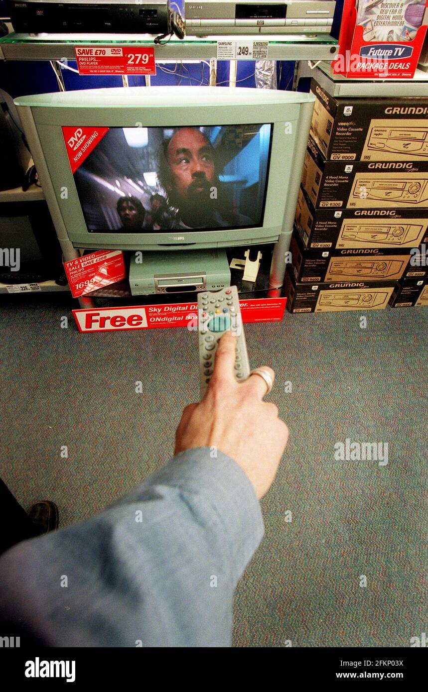 DVD Widescreen TVs January 2000 on sale at Dixons Shop Stock Photo - Alamy