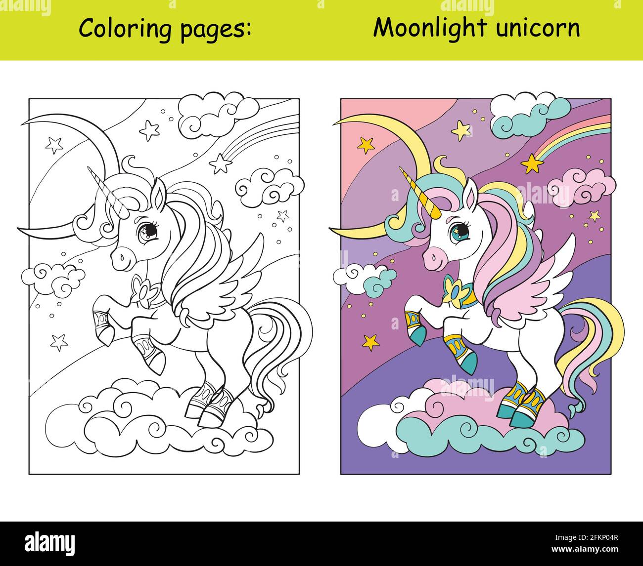 Unicorn On Cloud Coloring Page Unicorn Cat Coloring Stock