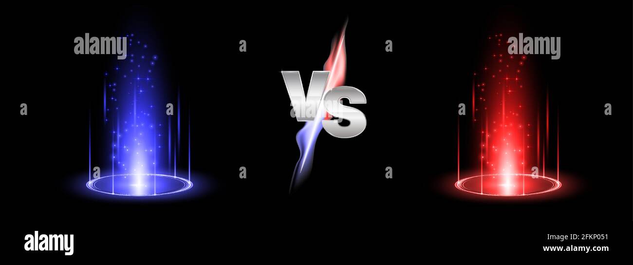 Versus fire battle with hologram podium, magic portal. MMA concept ...