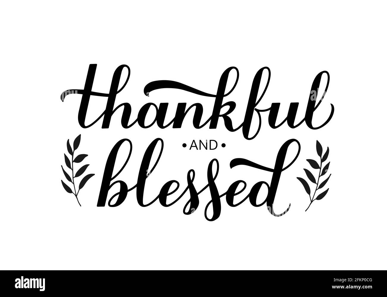 Thankful and Blessed calligraphy hand lettering with floral elements ...