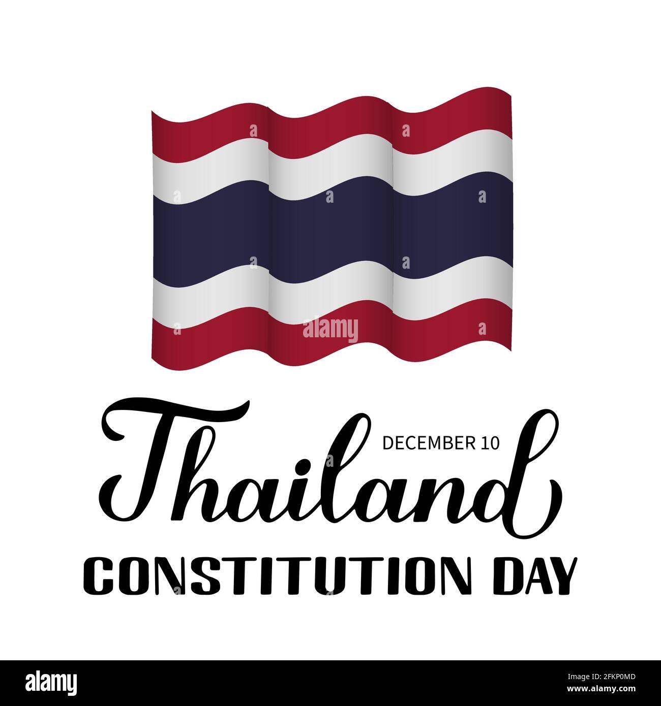 Thailand Constitution Day calligraphy hand lettering with flag. Holiday ...