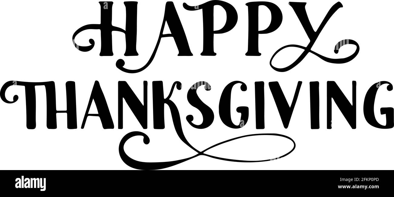 Happy Thanks giving hand written lettering isolated on white ...
