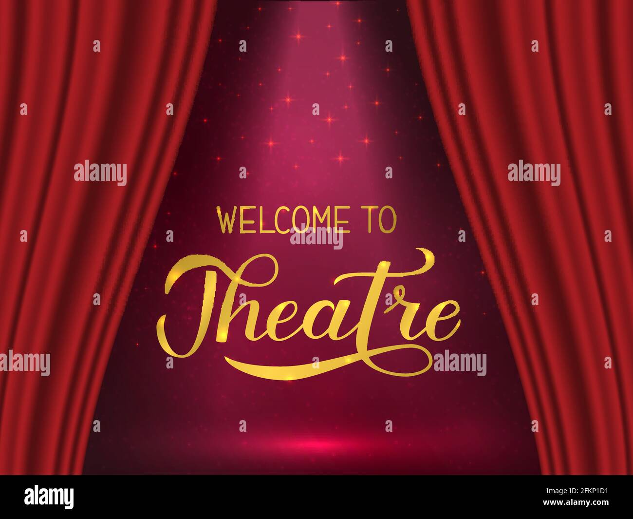 Welcome to theatre calligraphy hand lettering. Realistic stage with red ...