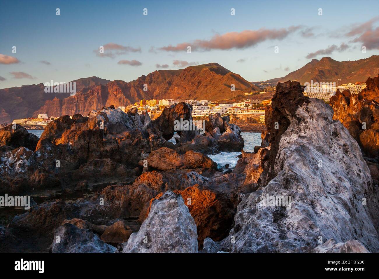 Tenerife Island volcanic landscape with coastal rocks and Los Gigantes ...