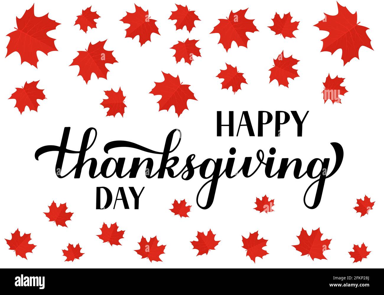 Happy Thanksgiving Day calligraphy hand lettering with red Canadian ...