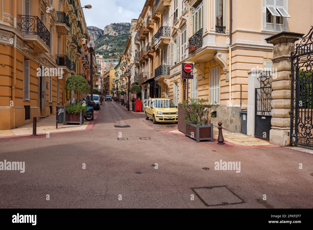 Principality of Monaco, buildings along Rue de Millo street Stock Photo ...