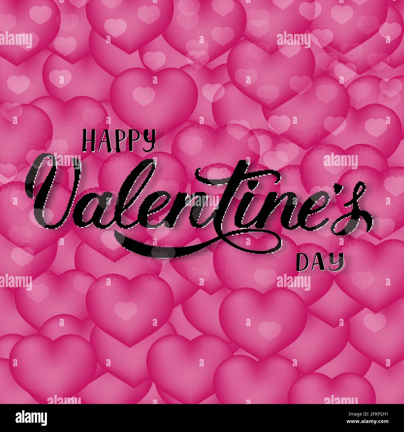Happy Valentine s Day calligraphy hand lettering on pink background ...