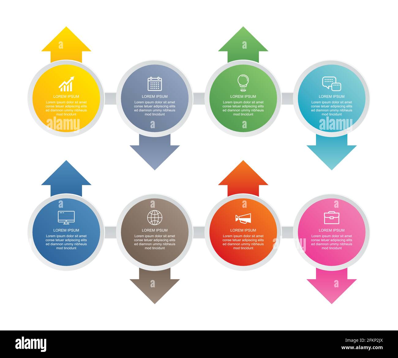 8 circle step infographic with abstract timeline template. Presentation ...