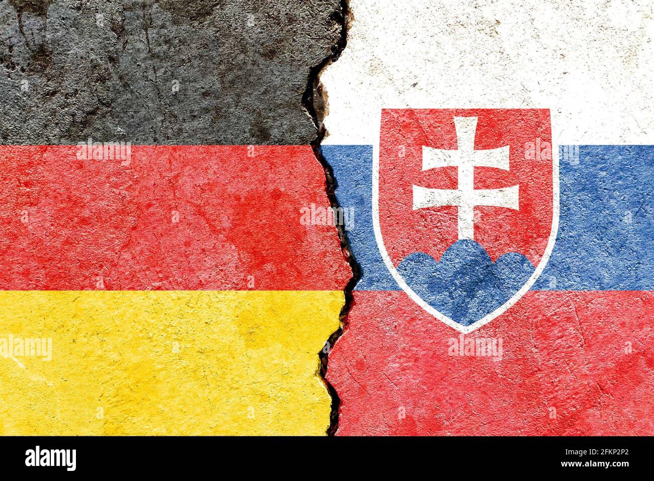 Germany vs Slovakia flags on cracked wall Stock Photo - Alamy