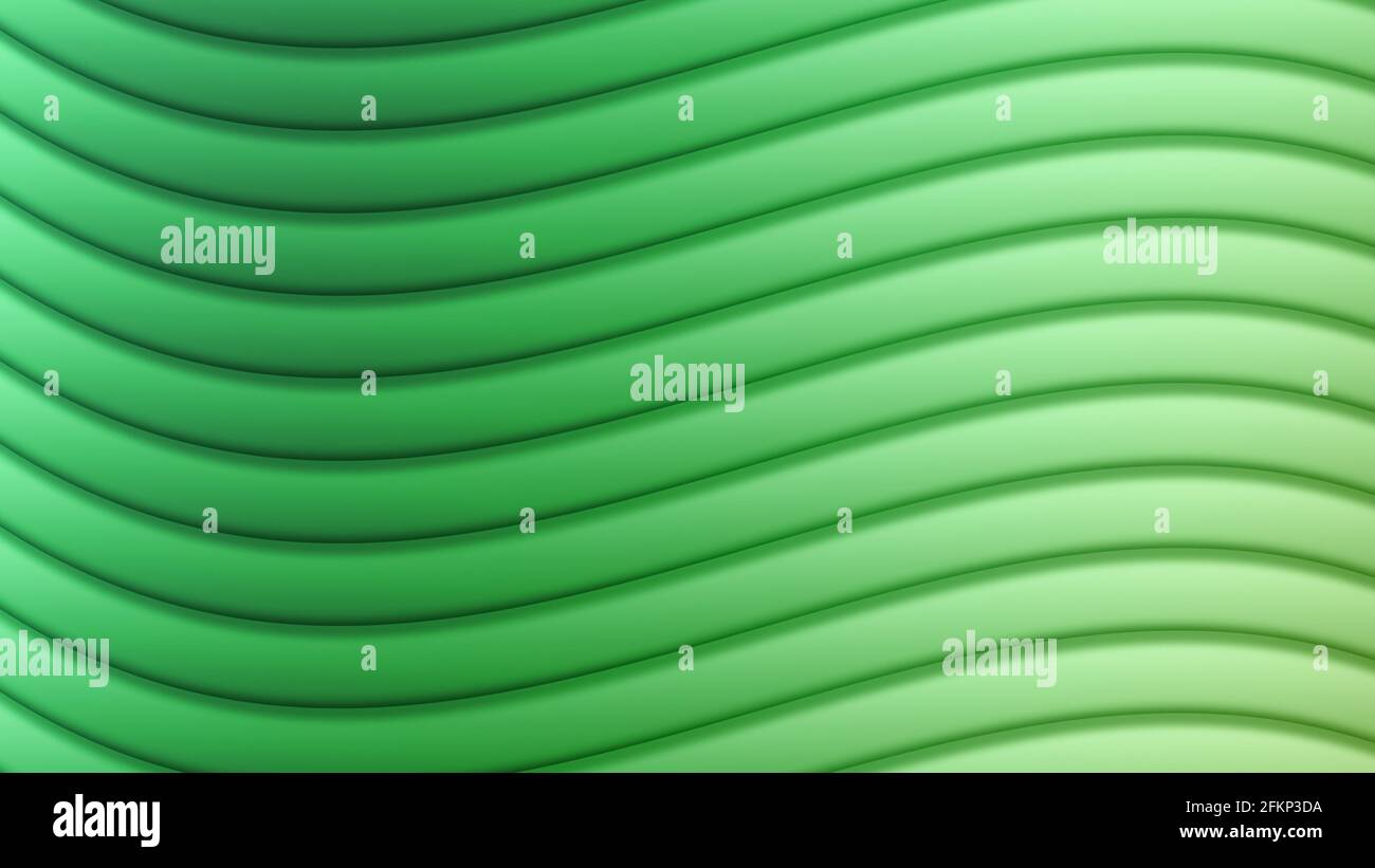 Abstract wavy background with parallel waves and green gradient colors ...