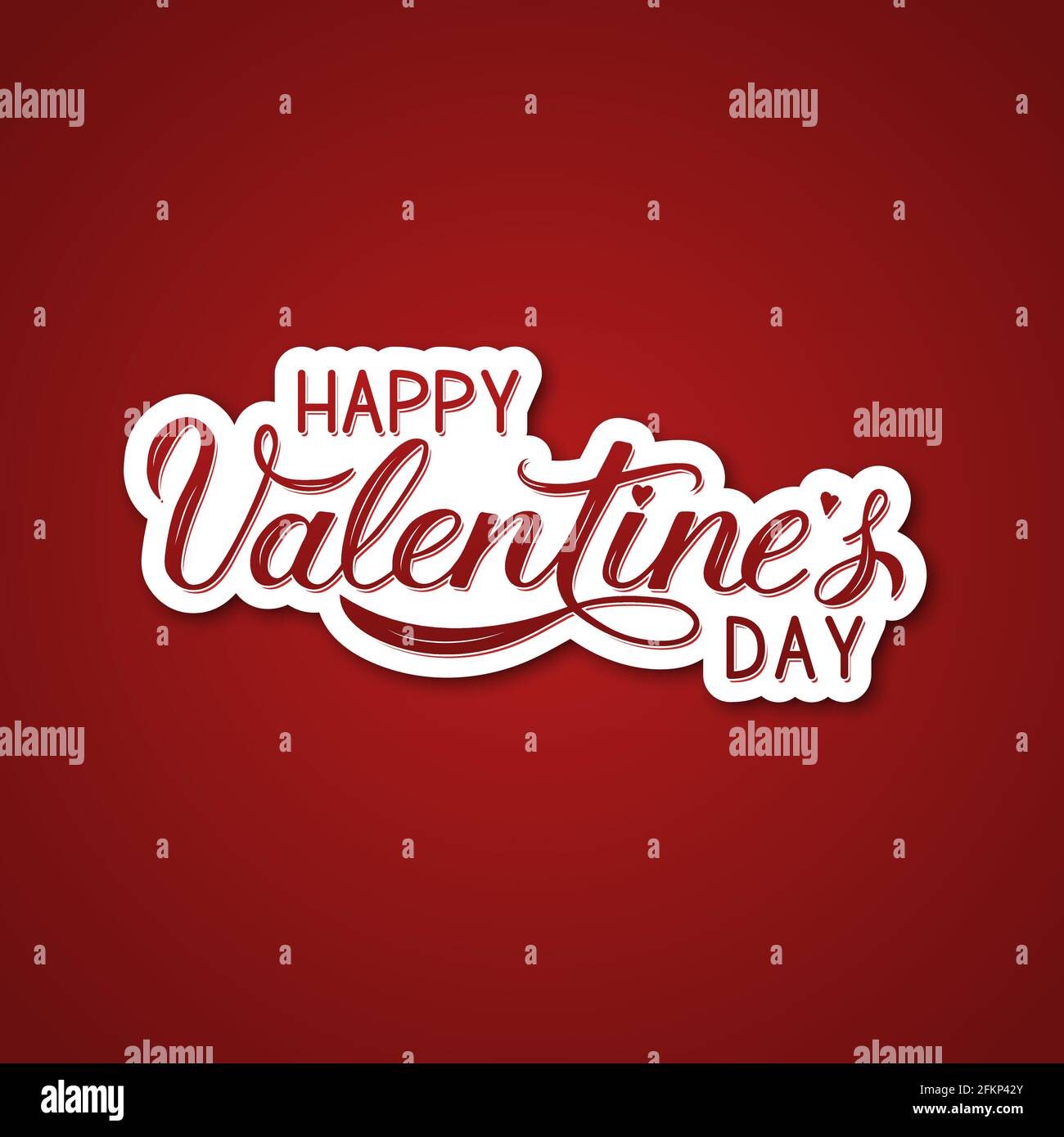 Happy Valentine s Day hand written on red background. 3d calligraphy ...