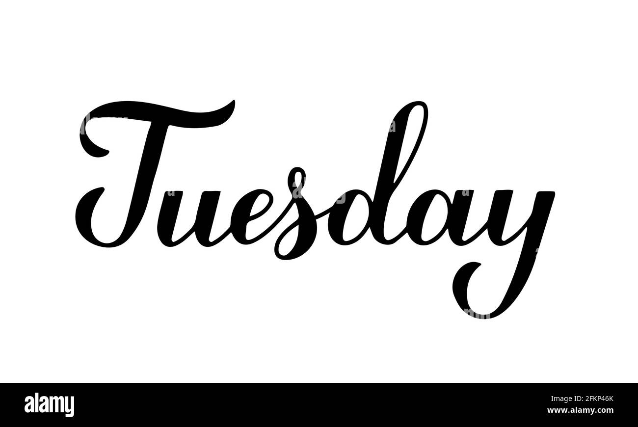 Tuesday calligraphy hand lettering isolated on white. Handwritten ...