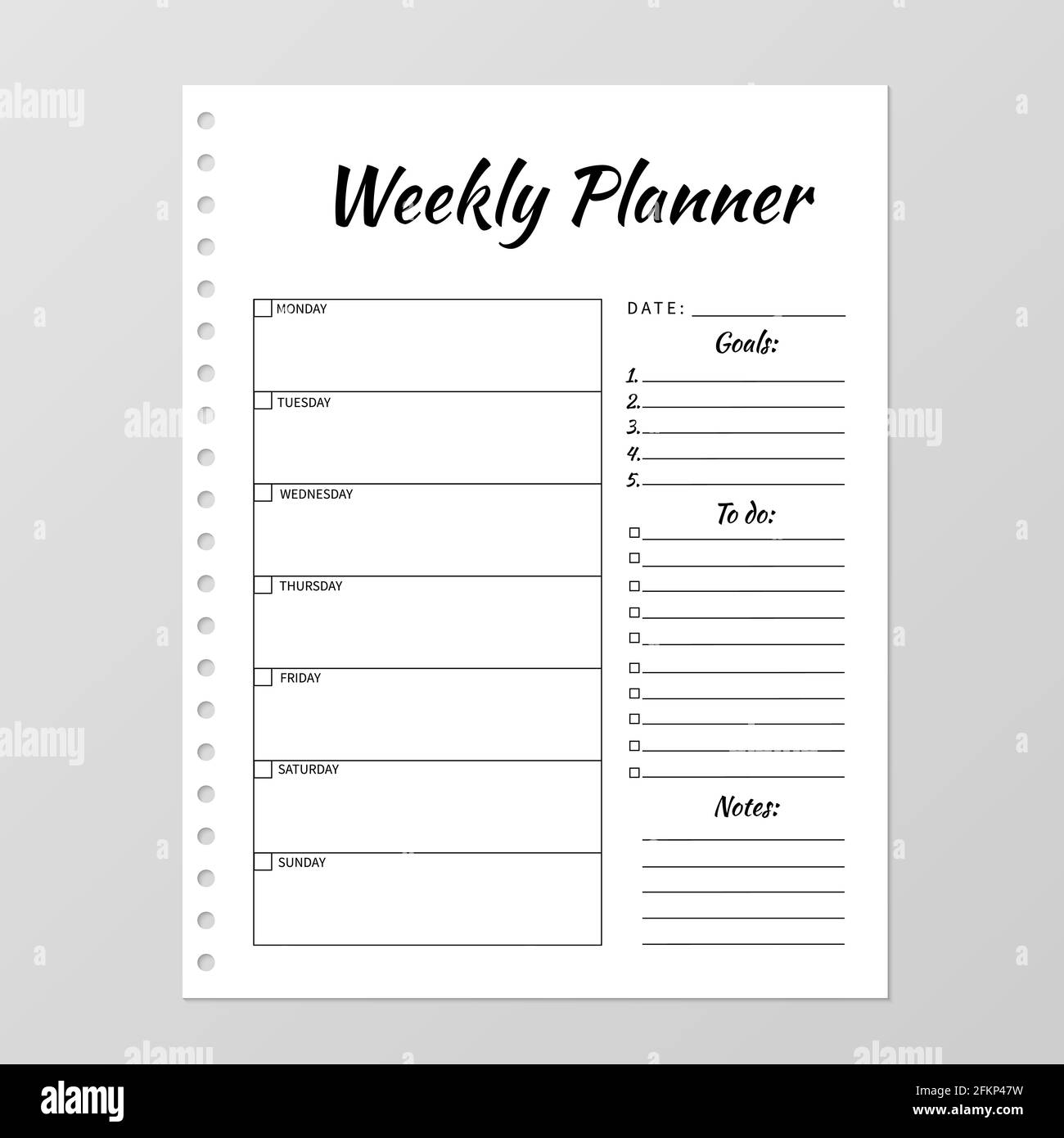 Weekly notice sheet hi-res stock photography and images - Alamy