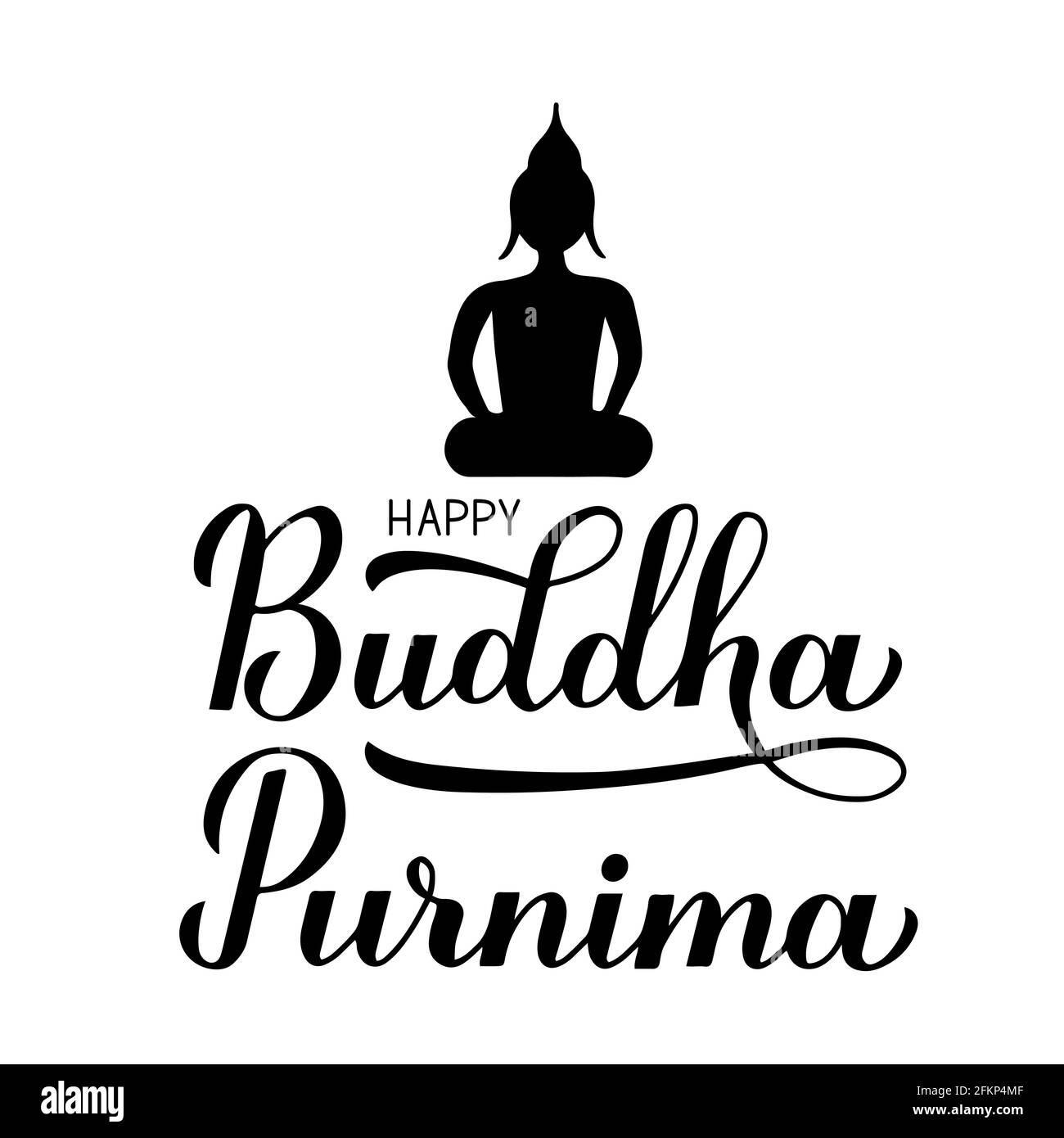 Happy Buddha Purnima calligraphy hand lettering and silhouette of ...
