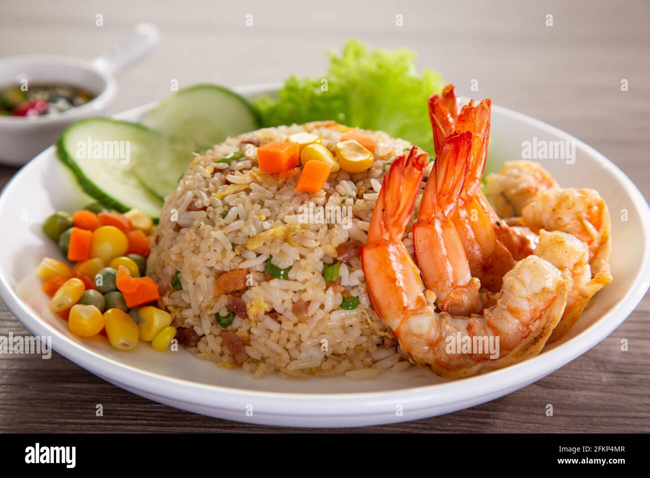 chinese fried rice with barbecue prawn Stock Photo - Alamy