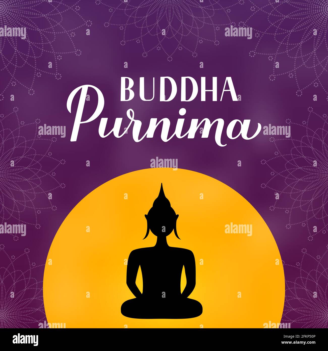 Buddha Purnima calligraphy hand lettering and silhouette of Buddha ...