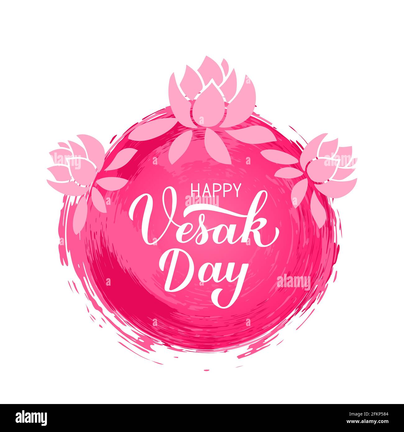 Happy Vesak Day Calligraphy hand lettering and lotus flowers. Buddhist ...