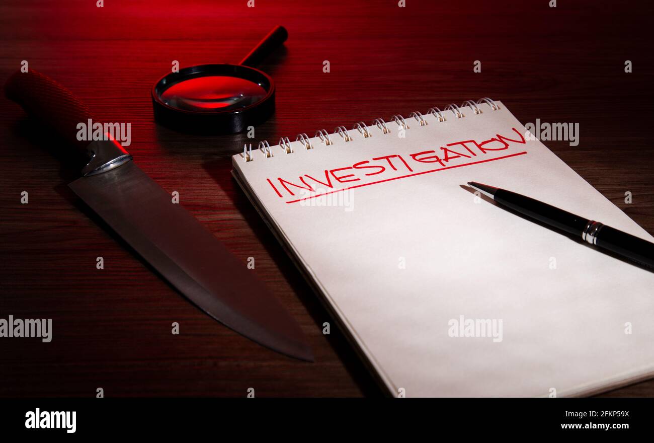 Crime Investigation conceptual - investigation notebook Stock Photo - Alamy