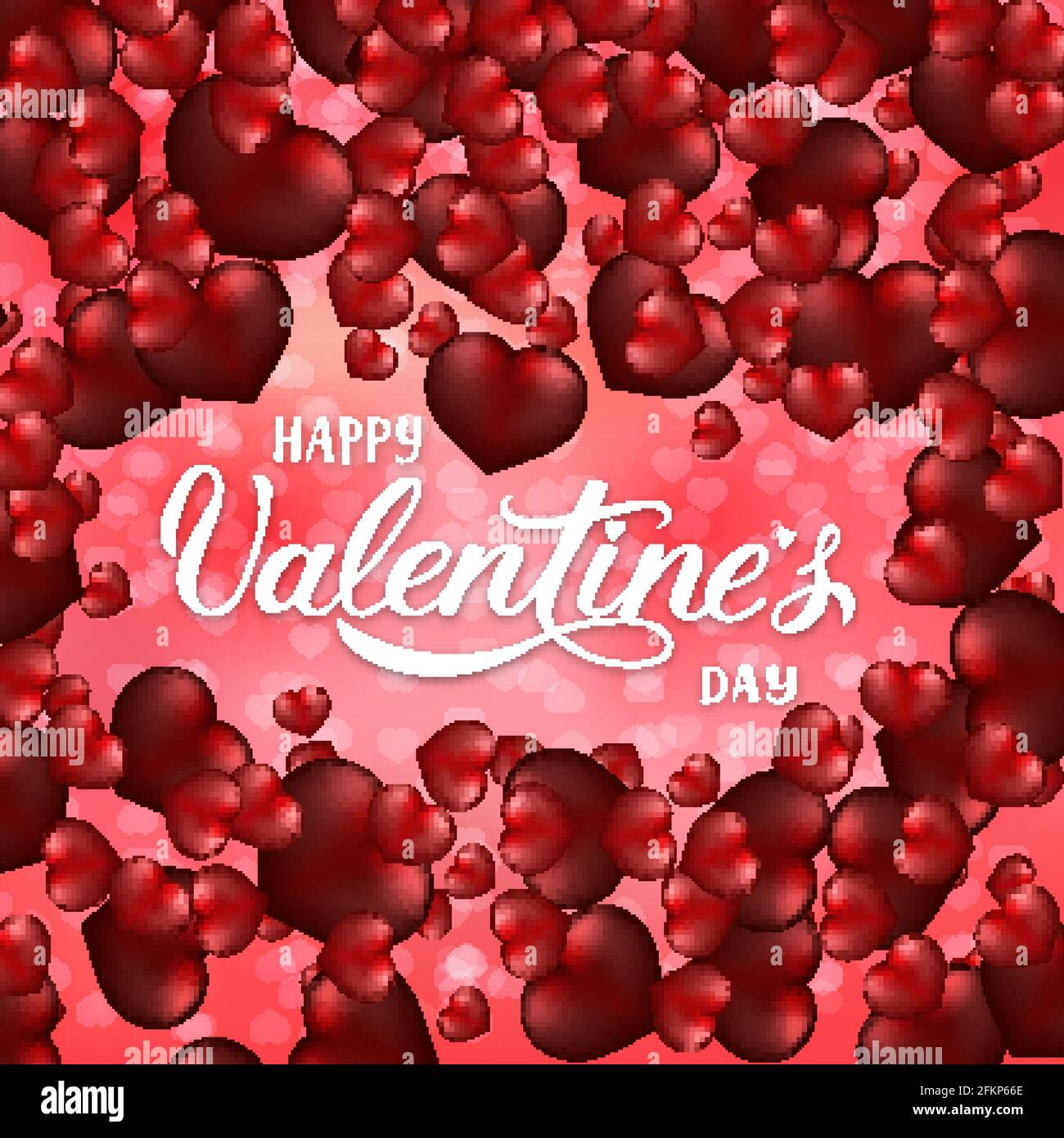 Happy Valentine s Day calligraphy hand lettering on pink background ...