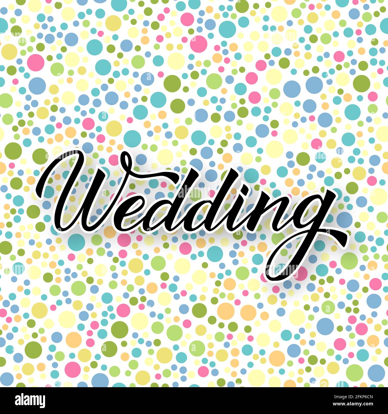 Hand written calligraphy lettering Wedding with brush. Colorful ...