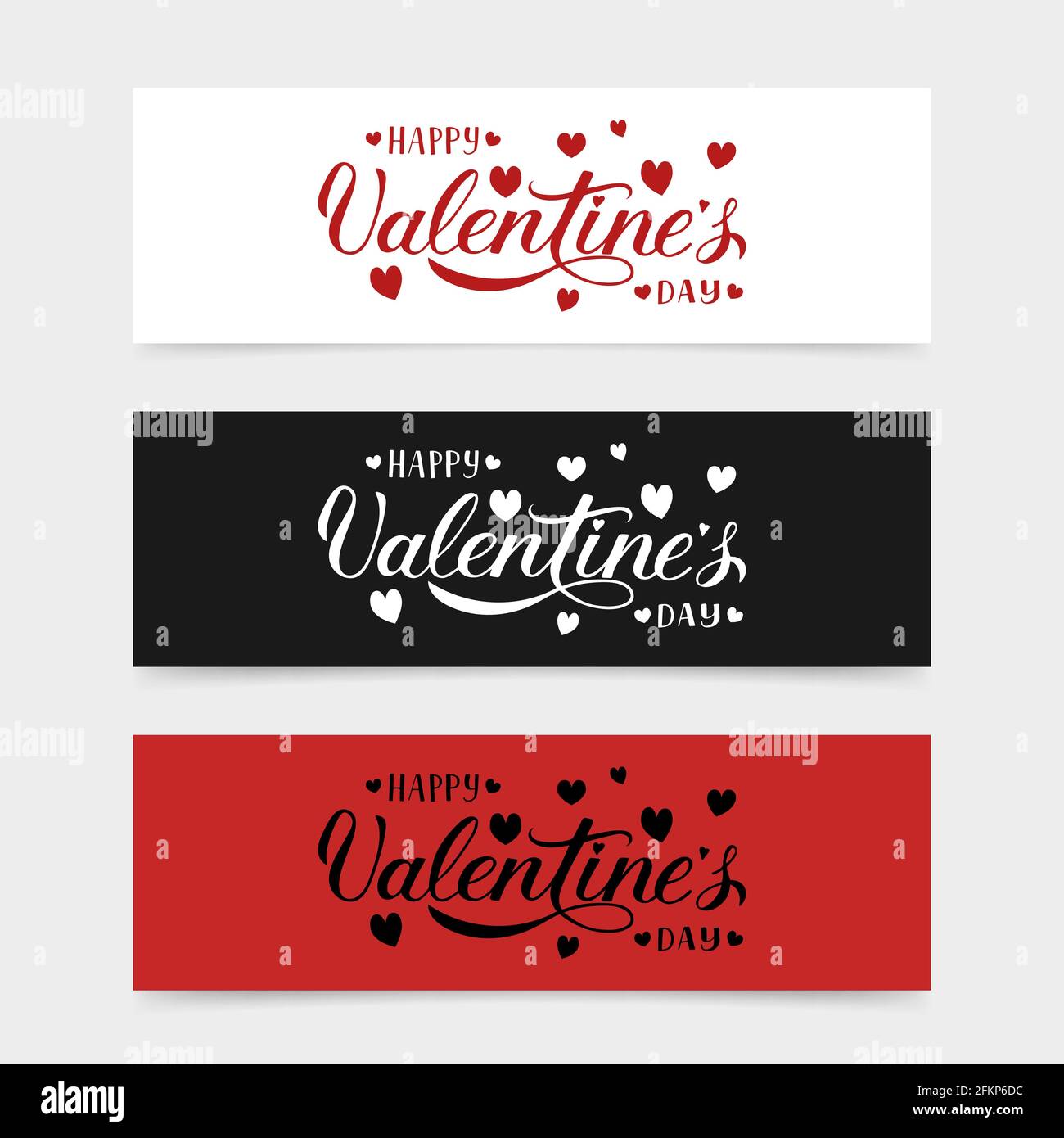 Set of 3 Valentines day banners. Happy Valentine s Day calligraphy ...