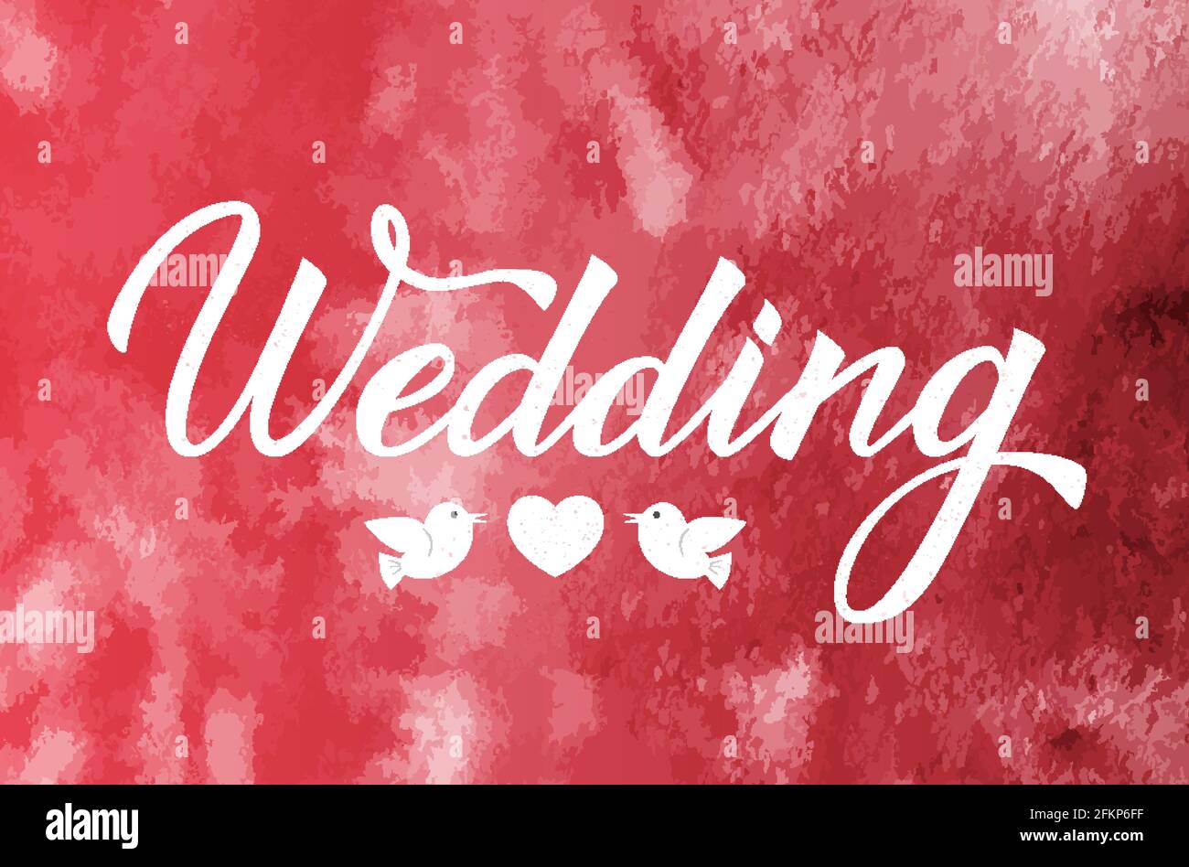 Writing Wedding on watercolor texture background. Hand drawn with brush ...