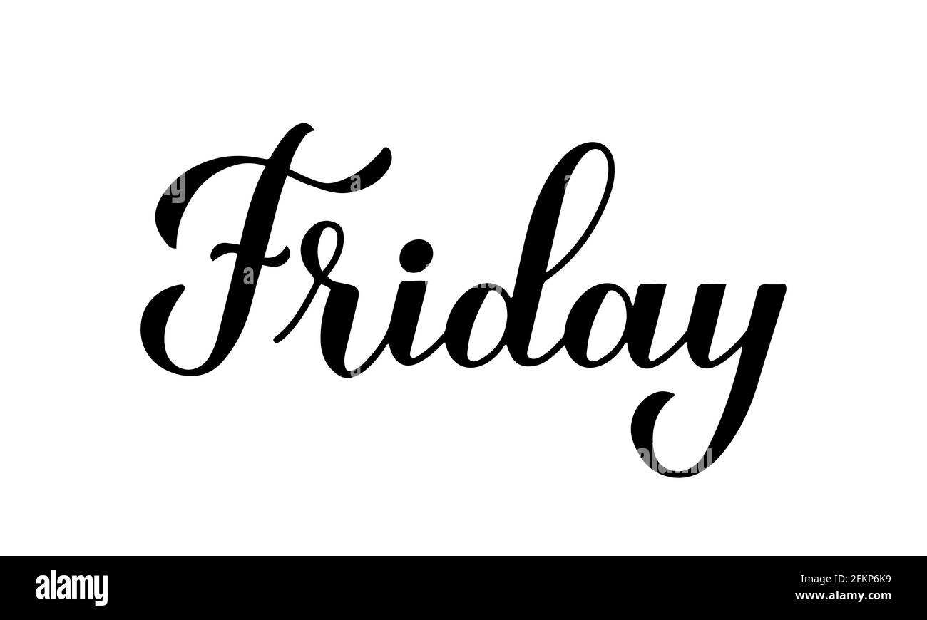 Friday calligraphy hand lettering isolated on white. Handwritten ...