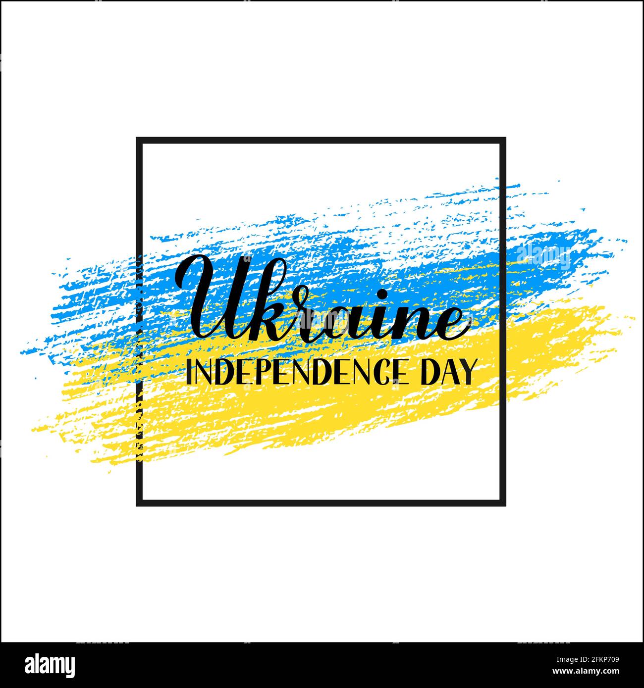 Ukraine Independence Day calligraphy hand lettering with flag isolated ...