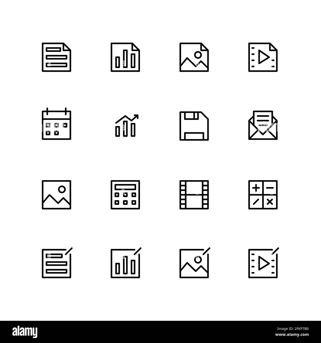 File types icons. Pixel perfect editable stroke Stock Vector Image ...