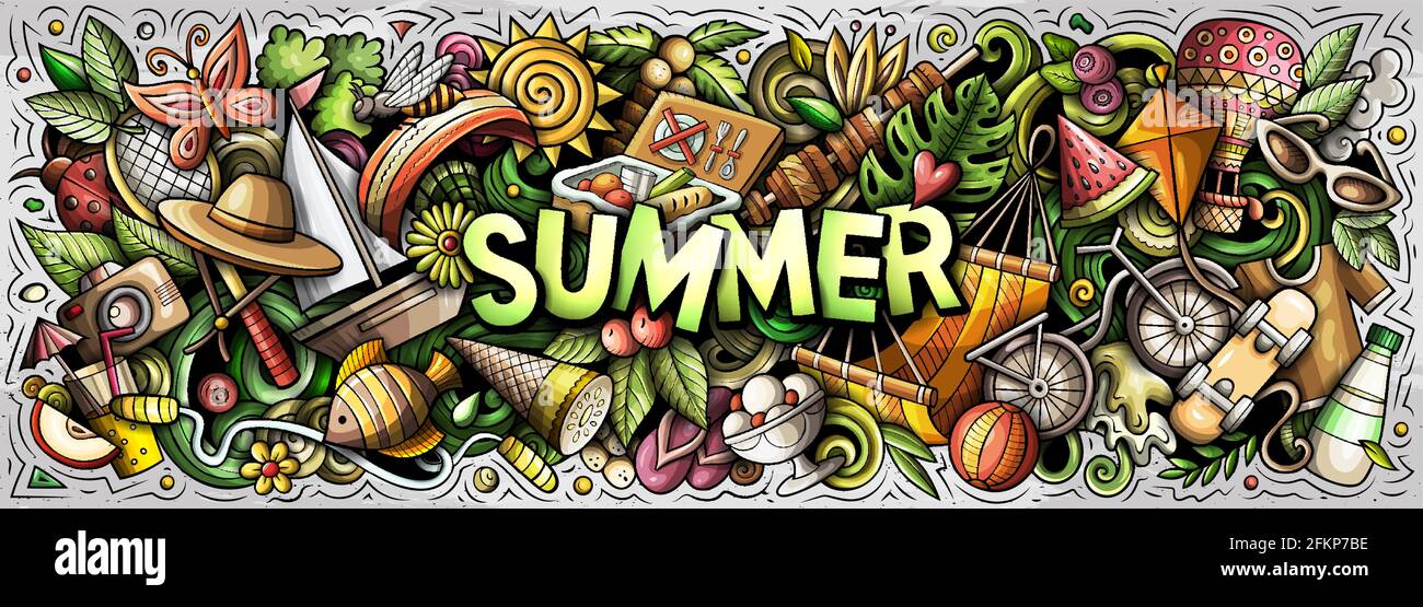 Summer hand drawn cartoon doodle illustration Stock Vector Image & Art ...