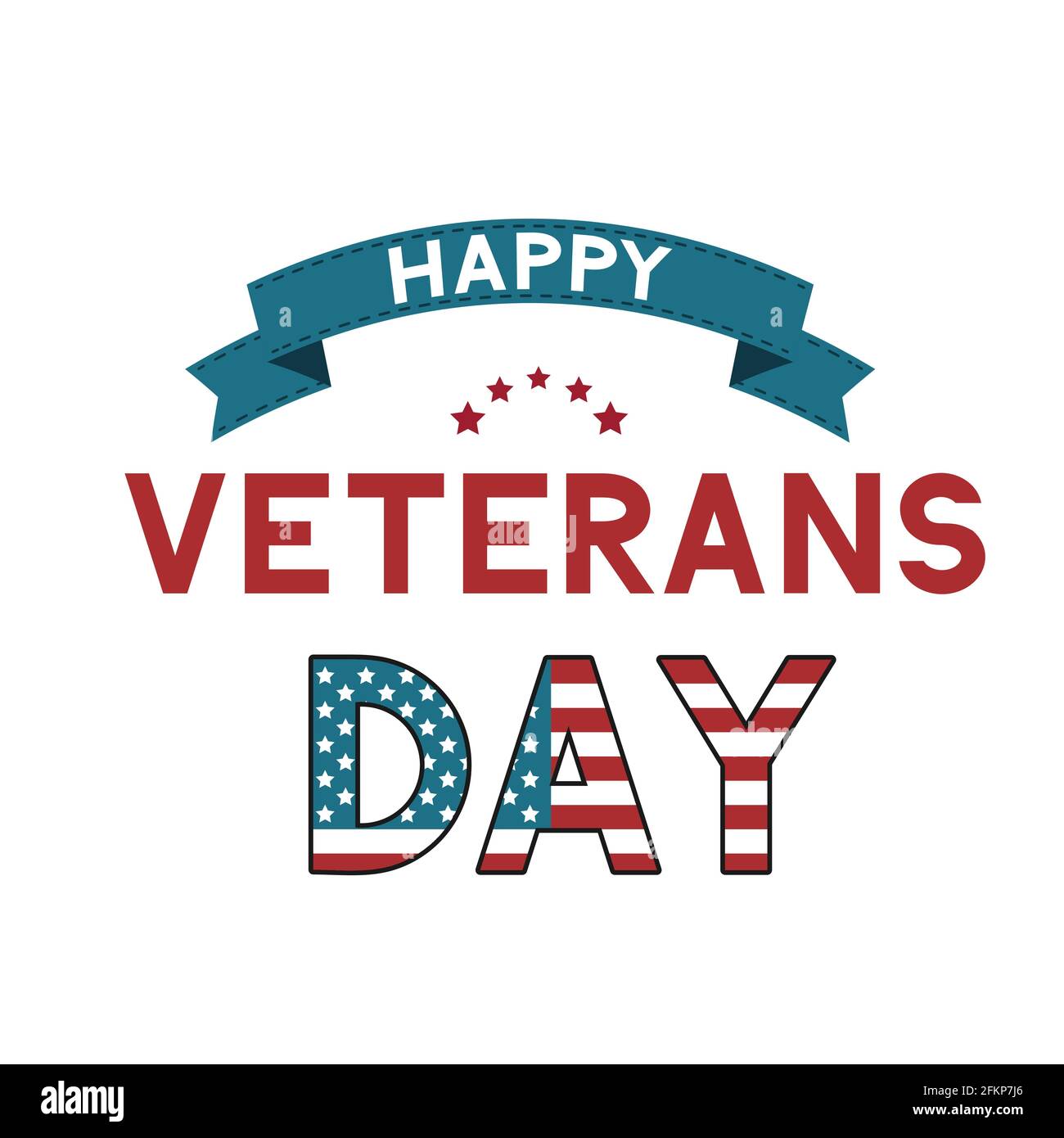 Happy Veterans Day calligraphy hand lettering with ribbon isolated on ...