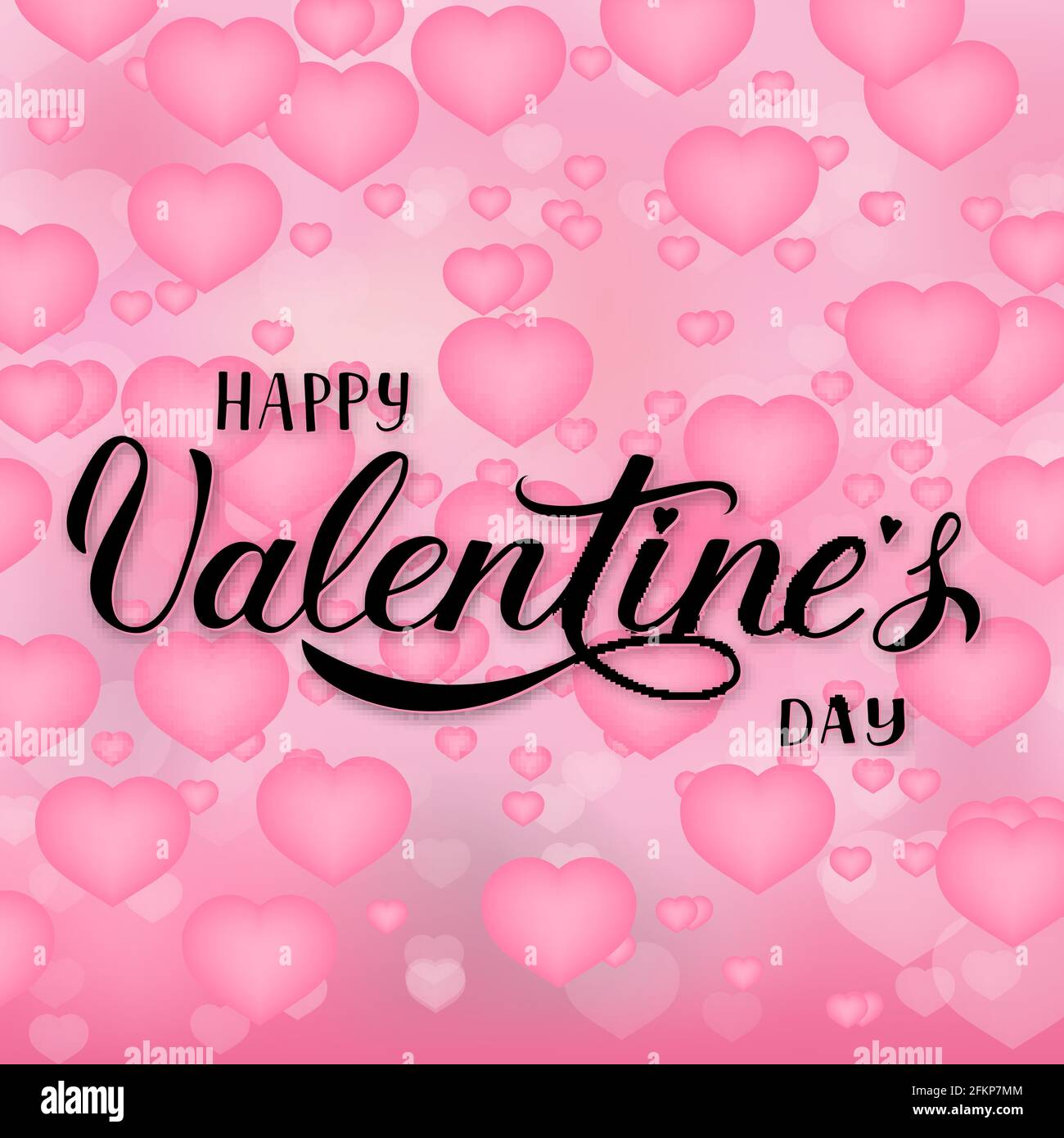 Happy Valentine s Day calligraphy hand lettering on pink background ...