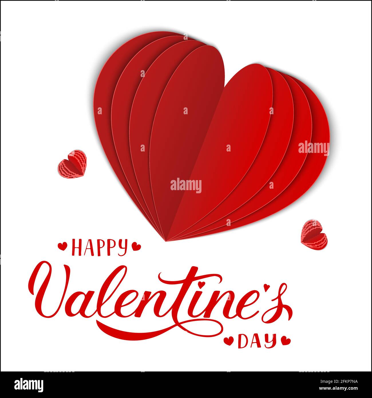 Valentines day greeting card with calligraphy hand lettering and red ...