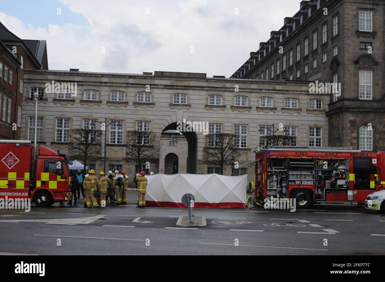 Copenhagen, Denmark. 03 May 2021, Police along with fire men routine ...