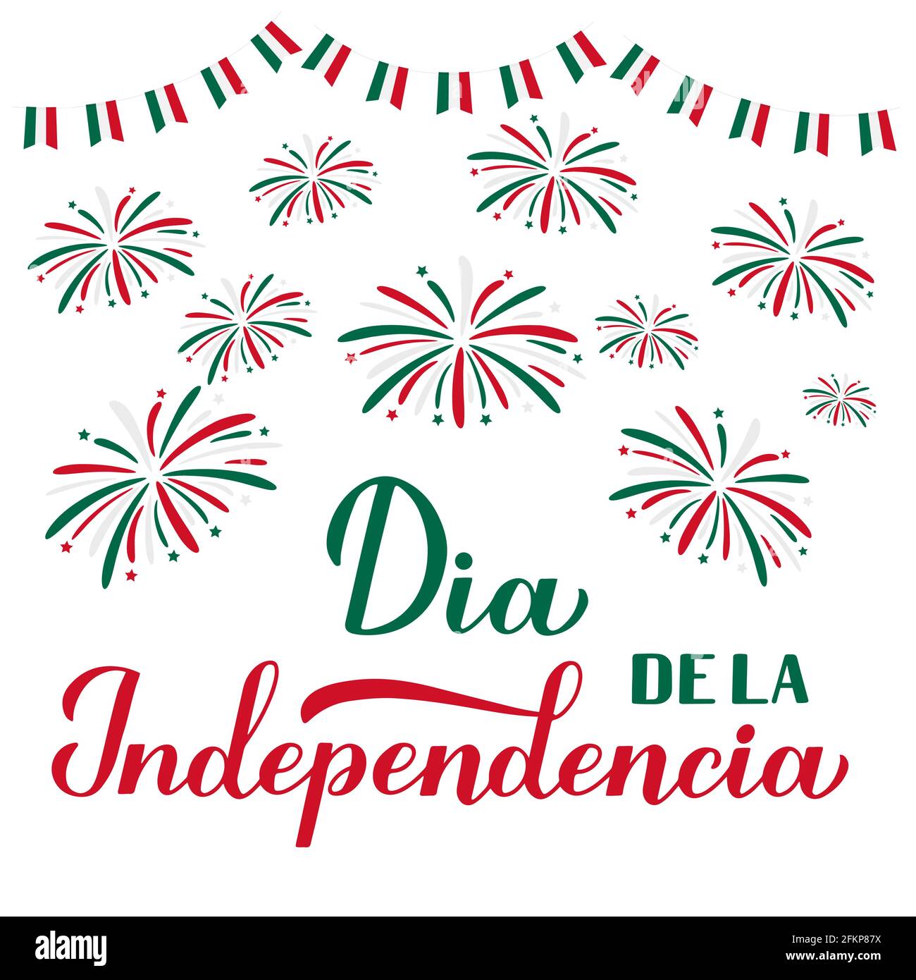 Mexico Independence Day in Spanish calligraphy hand lettering isolated ...