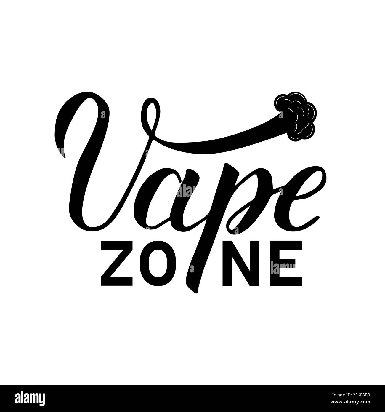 Vape Zone Sign. Calligraphy hand lettering. Minimalist logo for vaping ...