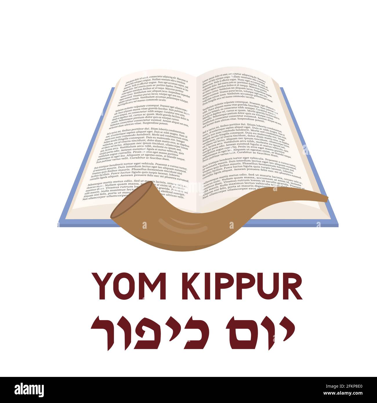 Yom Kippur Day of Atonement Jewish holiday typography poster with book ...