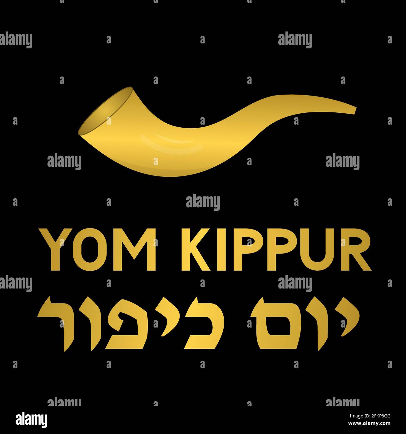 Yom Kippur Day of Atonement Jewish holiday typography poster shofar and ...