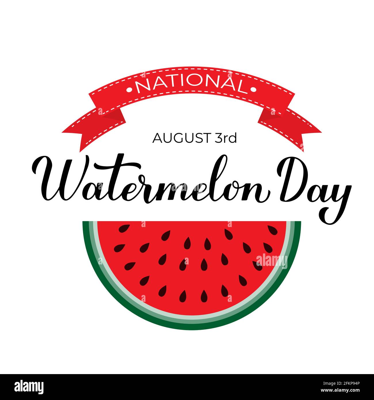 National Watermelon Day calligraphy hand lettering isolated on white ...